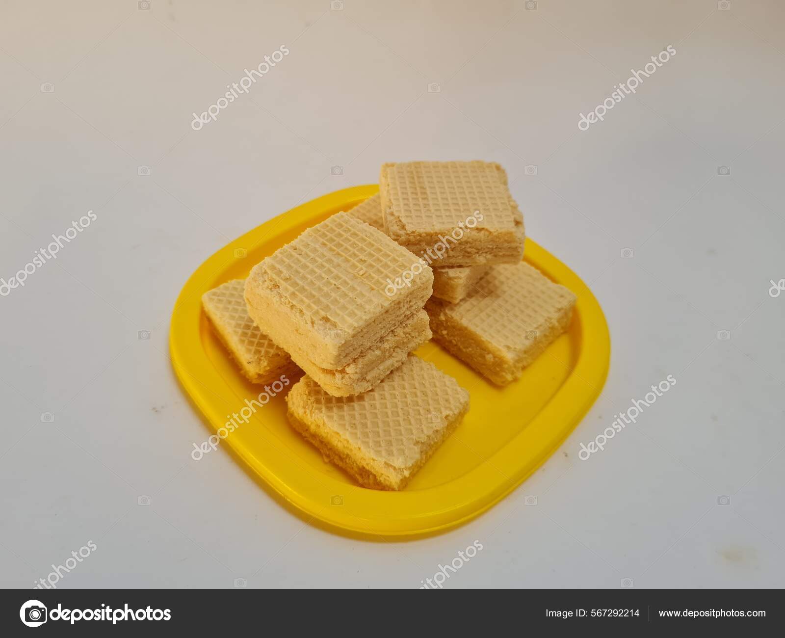 Snacks Hechos Azúcar Crujiente Dulce Polvo Llamados Obleas Recipiente ...