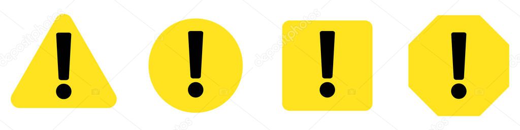 Símbolos de atención en varias formas. Vector editable. 2023