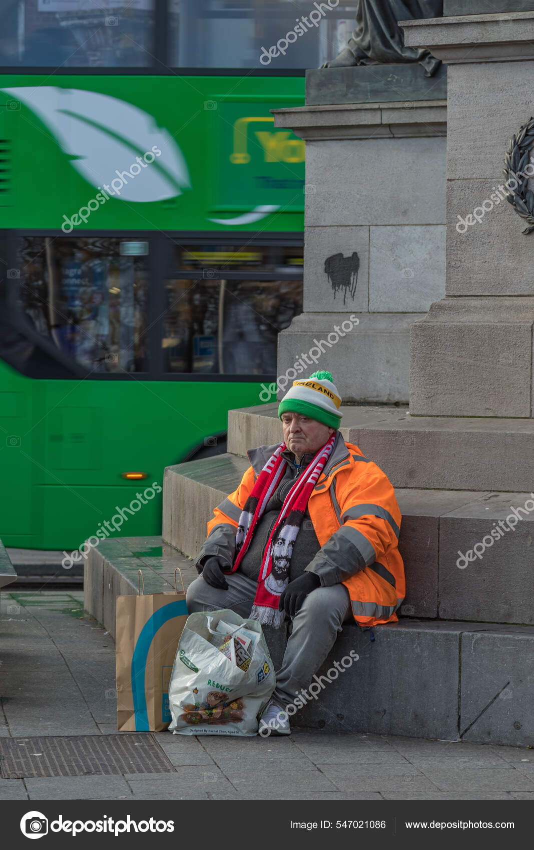 Elderly Homeless Men Sitting Monument City Center Urban Photography ...