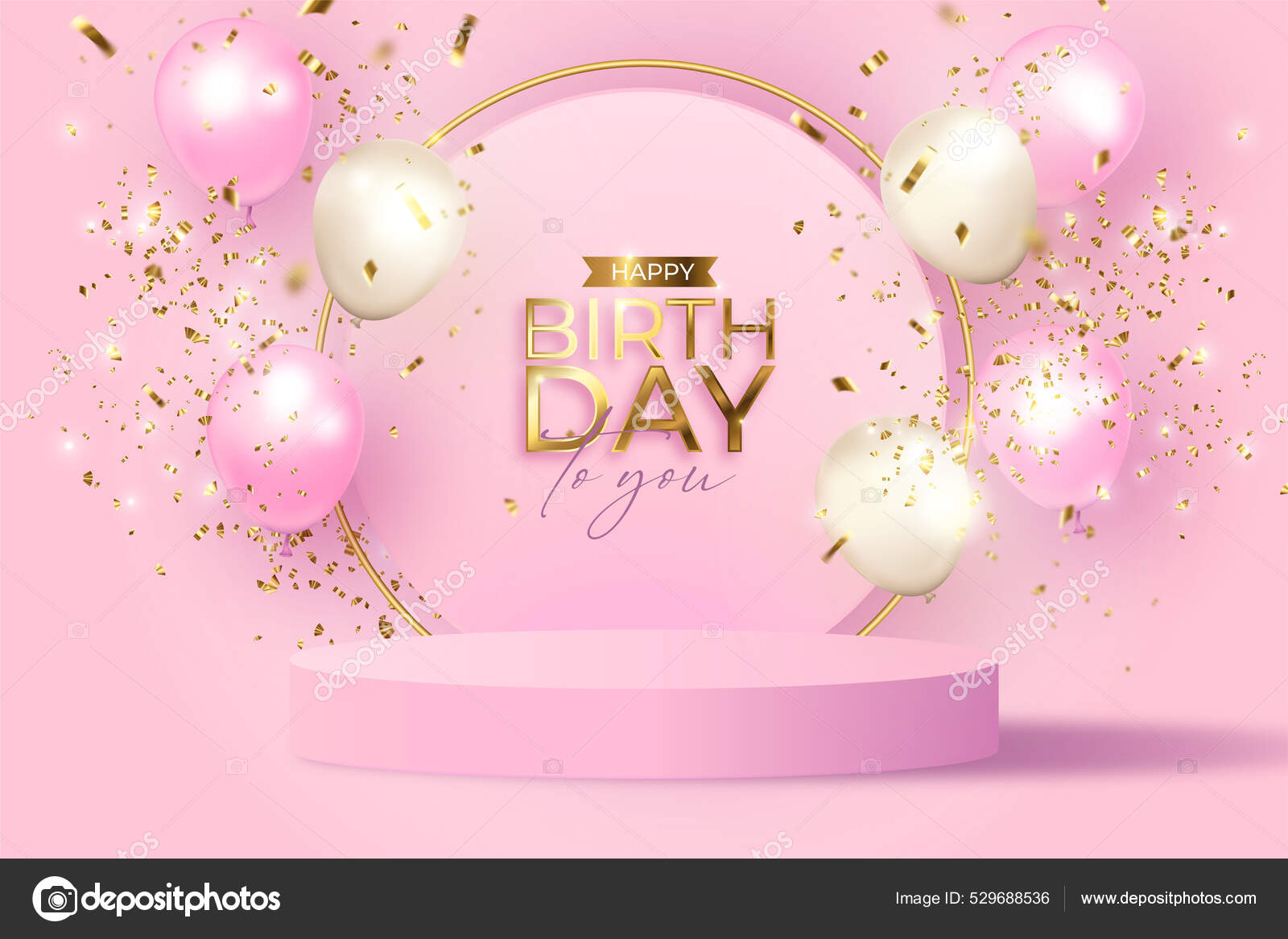 Elegant Birthday Background Realistic Podium Vector Design Illustration ...