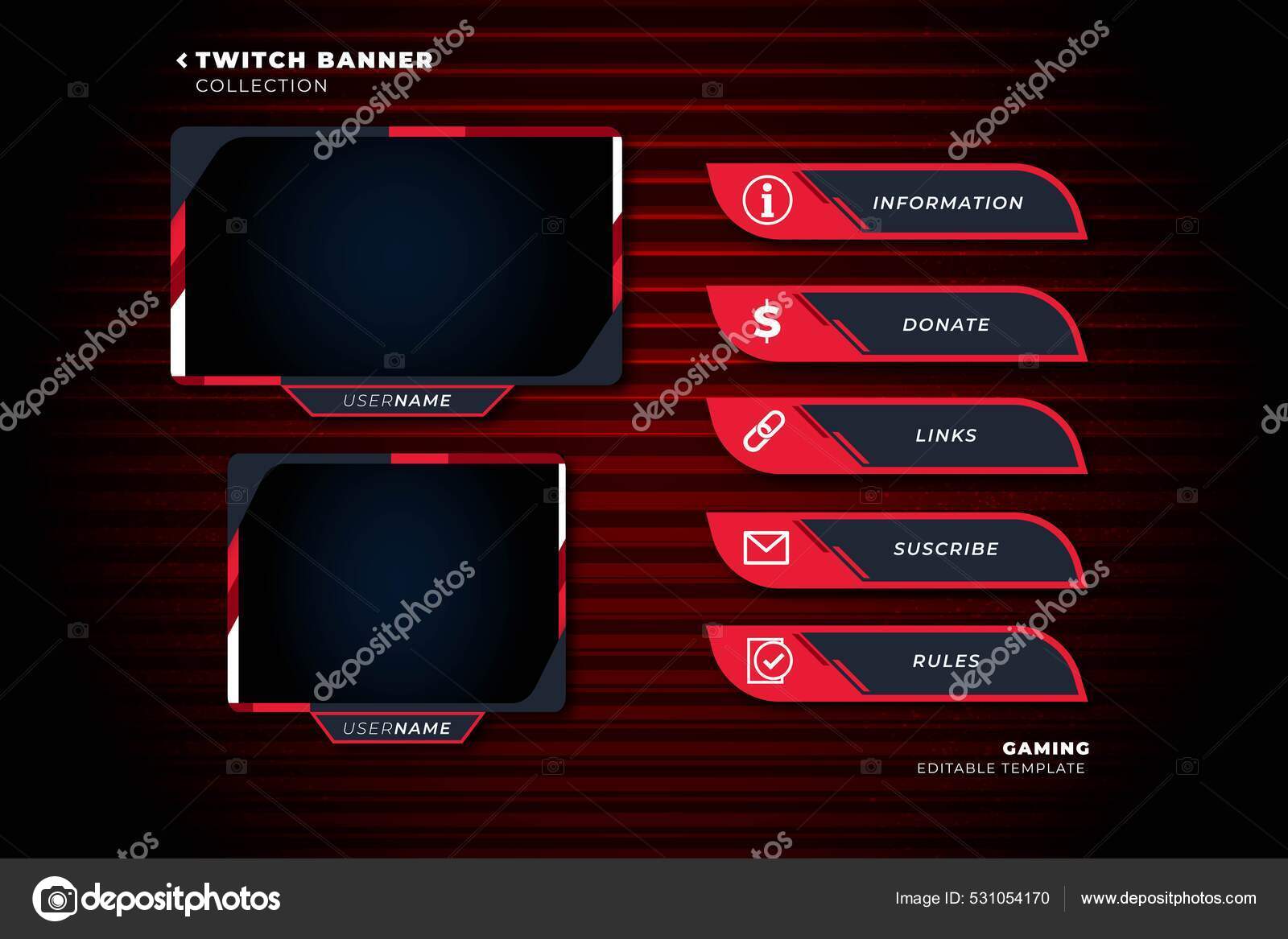 Set Twitch Panels Abstract Shapes Template Vector Design Illustration ...