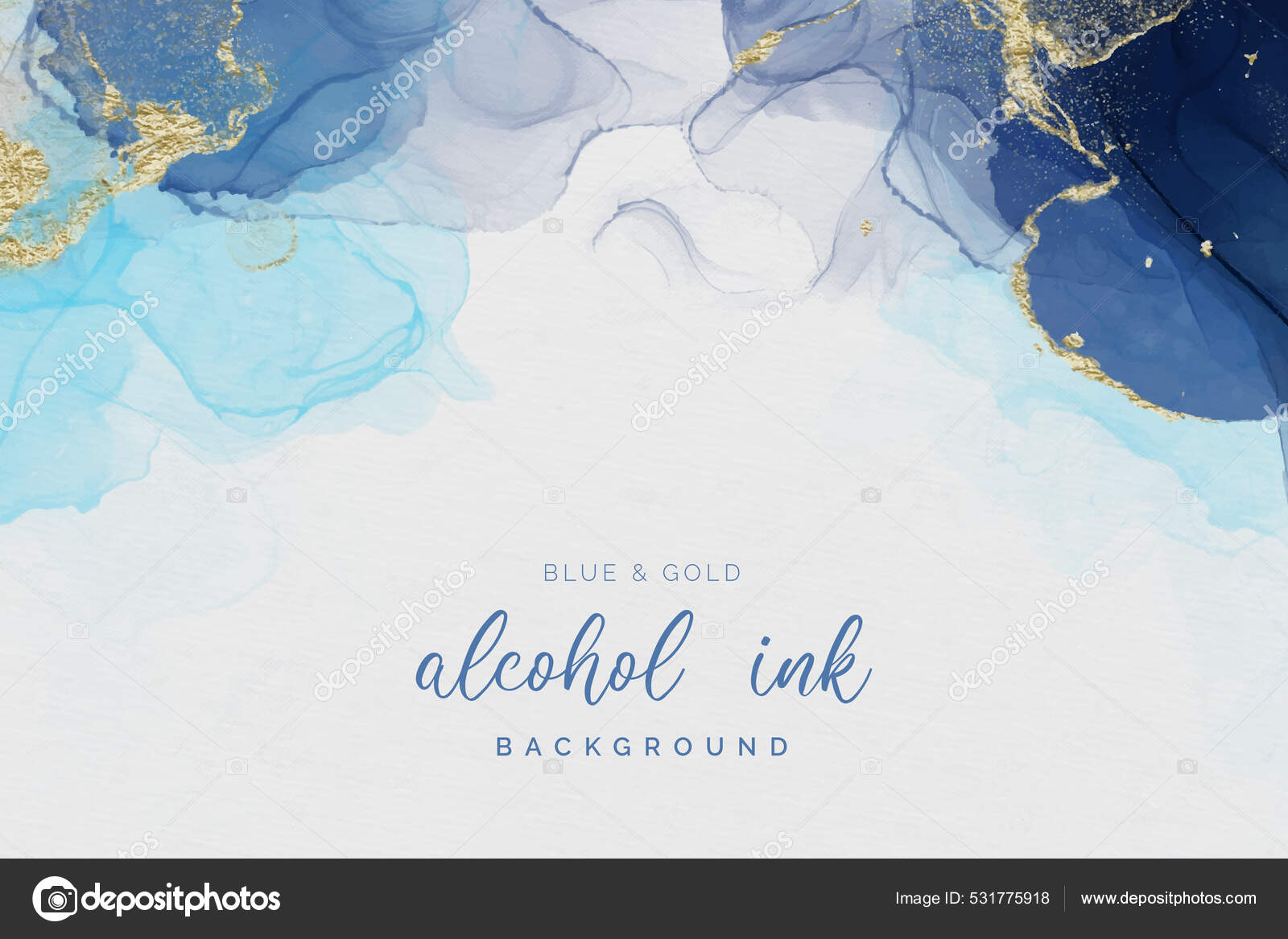 Blue Gold Alcohol Ink Background Design Vector Illustration Stock ...