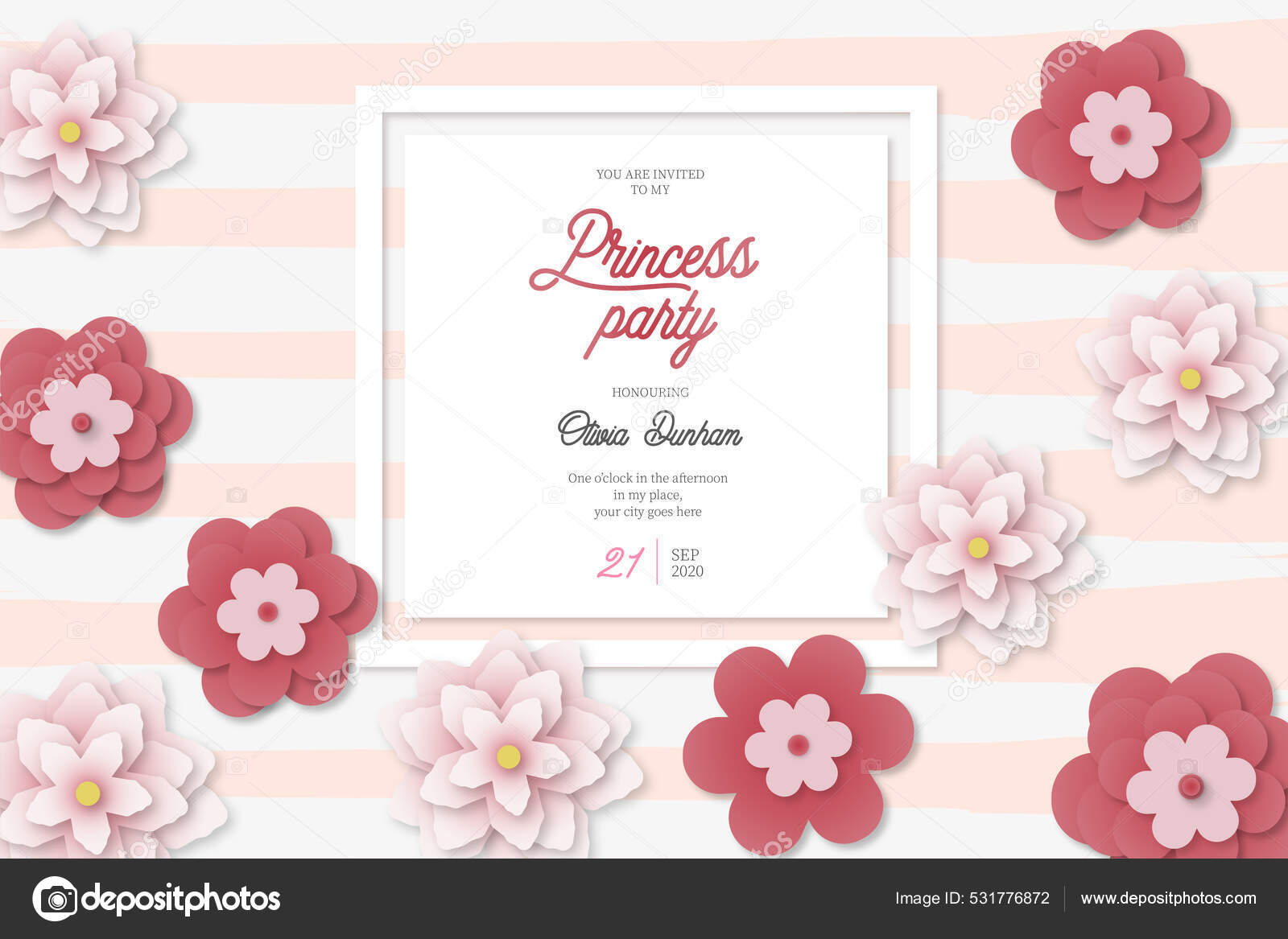 Beautiful Princess Party Card Background Flowers Design Vector ...