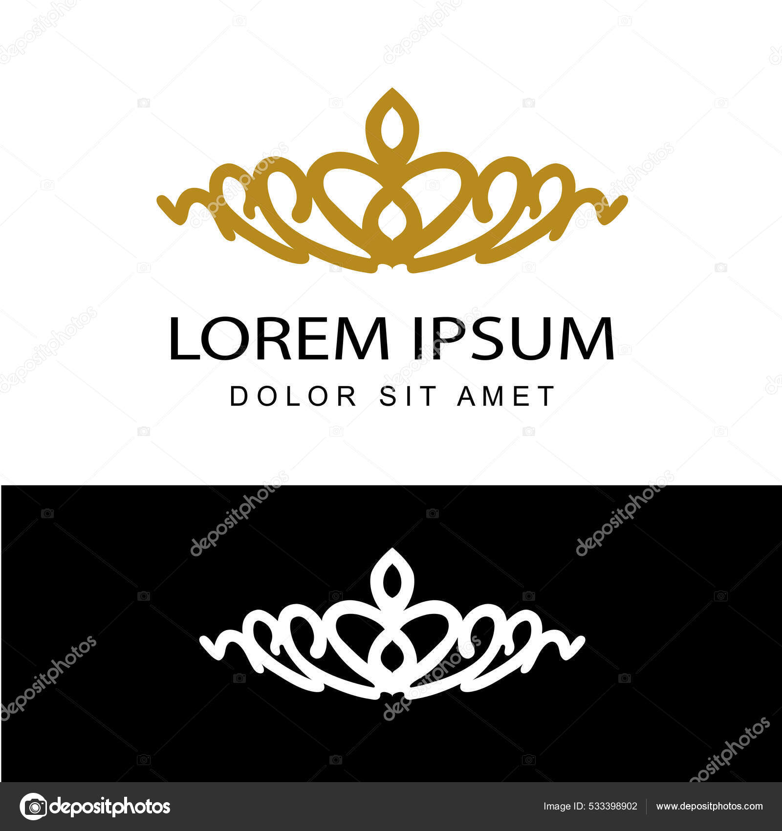 Vintage Elegant Gold Tiara Logo Illustration Template Design Vector ...
