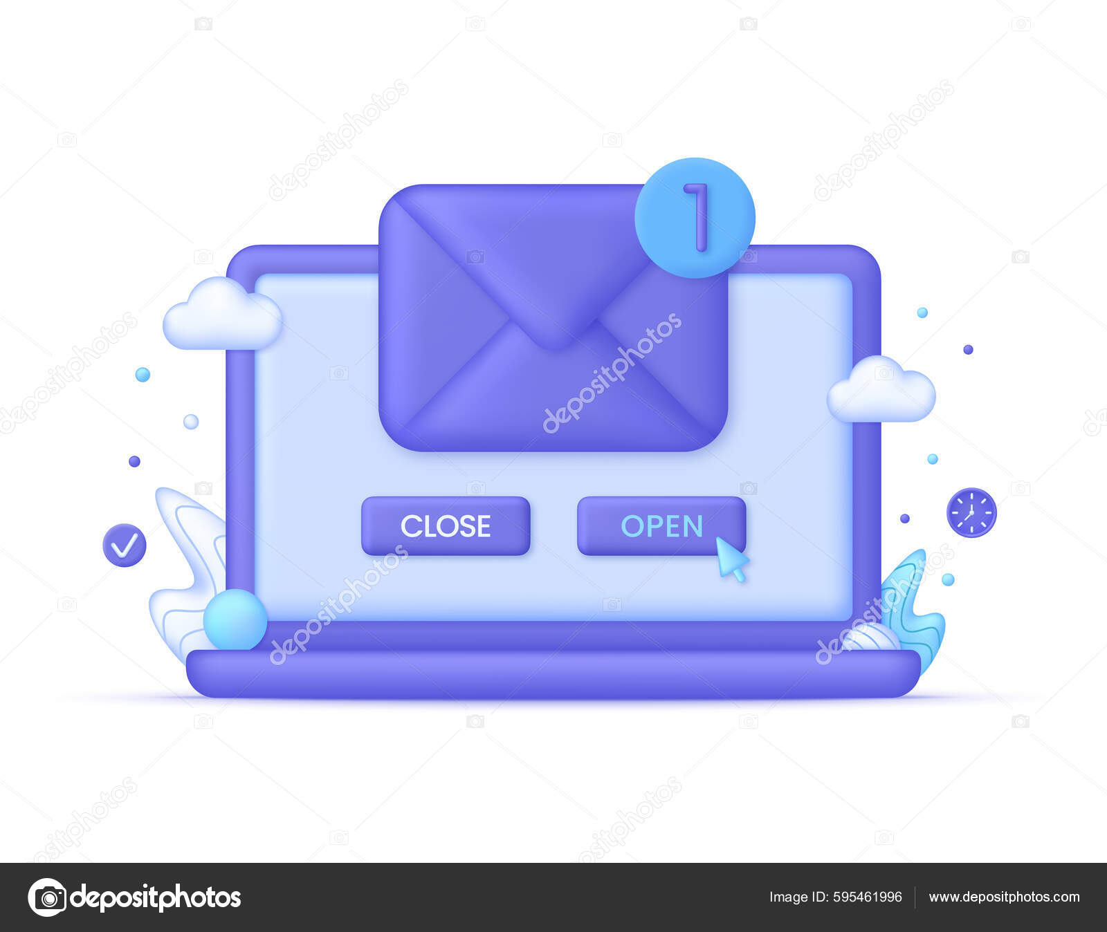 Computer Monitor Display Envelope Notification Concept New Message Unread Email Stock ...
