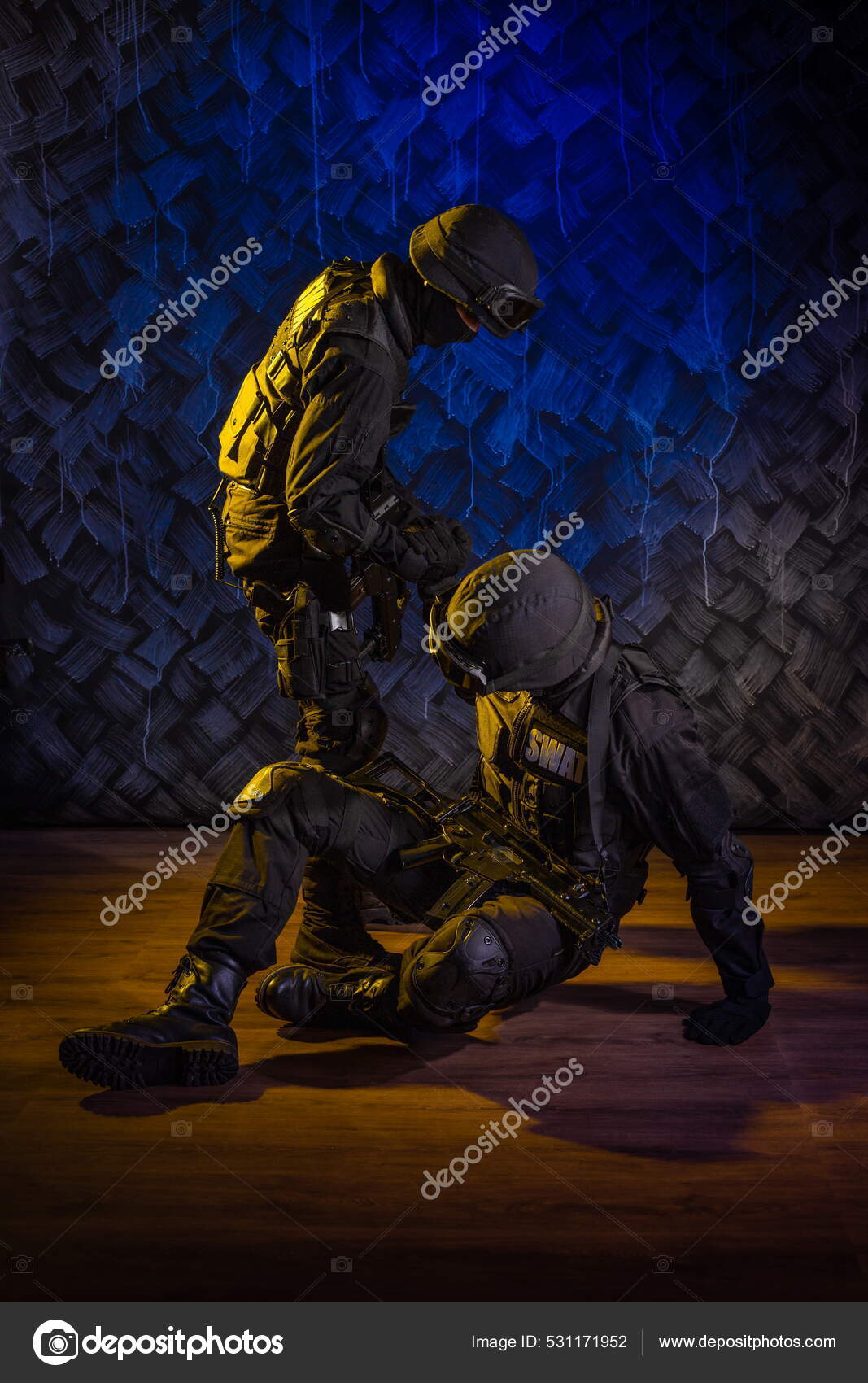 Military Forces Soldiers Weapon Studio Shot Dark Background Stock Photo ...