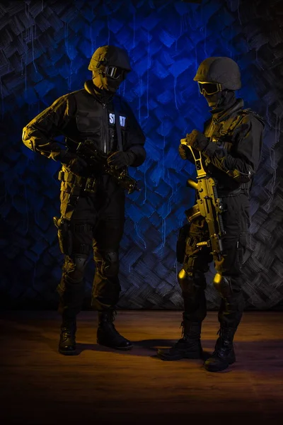 Military Forces Soldiers Weapon Studio Shot Dark Background Stock Photo ...