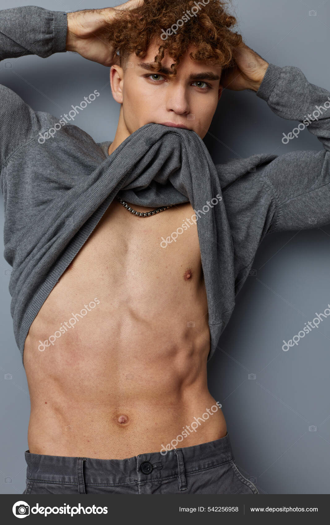 Kinky guy posing inflated torso model Lifestyle unaltered — Stock Photo © Kulyashina #542256958