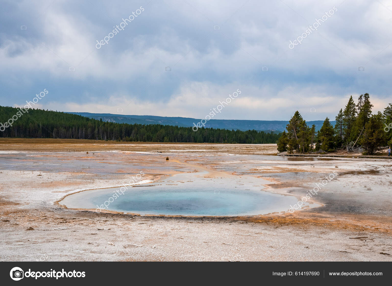 Beautiful View Hot Spring Pool Amidst Geothermal Landscape Geyser Basin ...