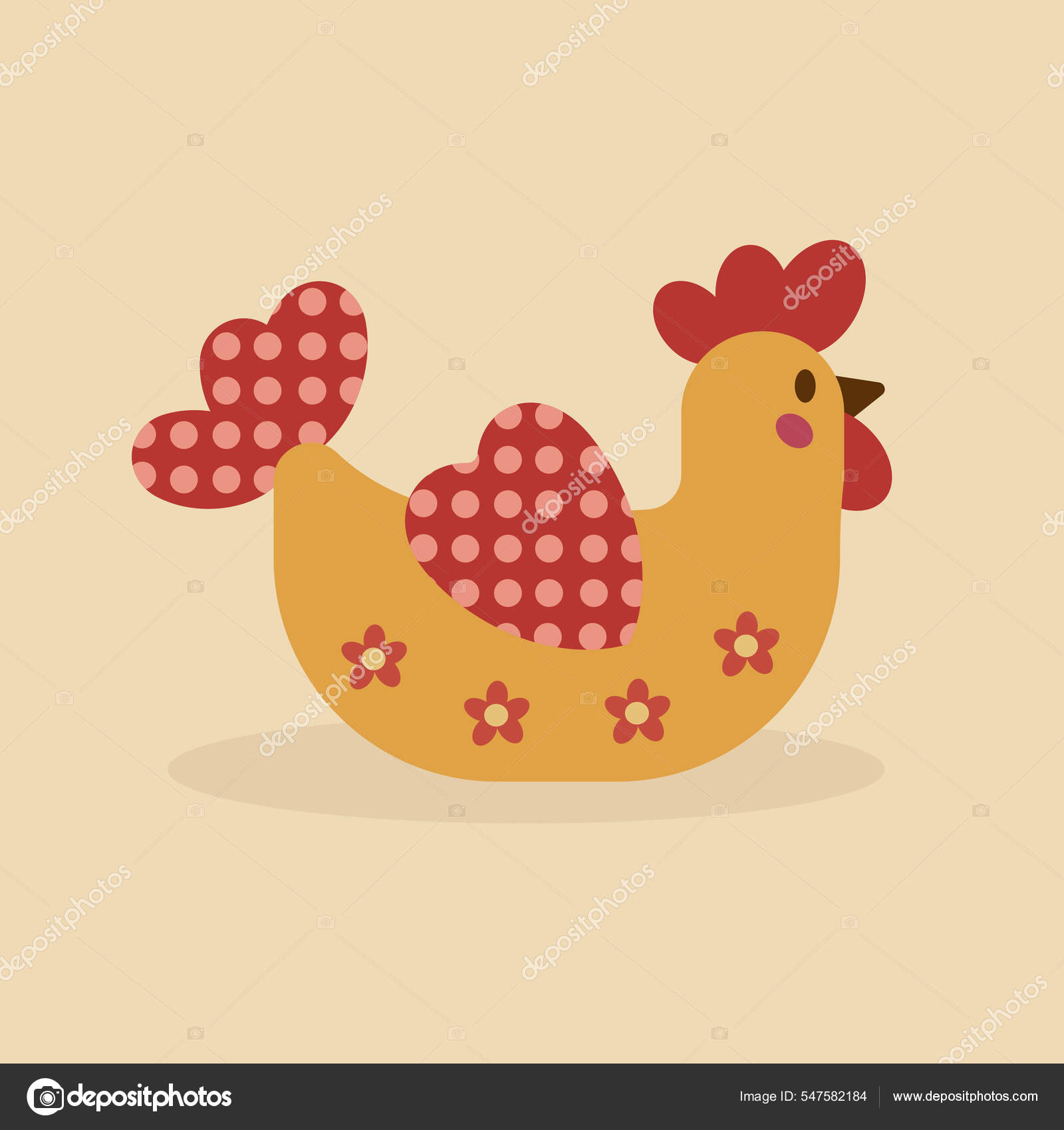 Cute Flat Illustration Depicting Chicken Design Decor Vector ...