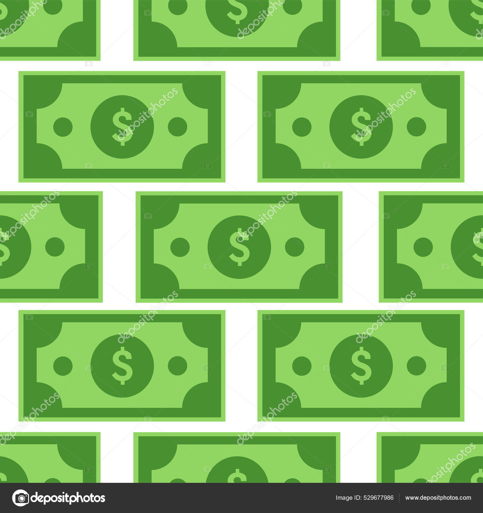 Dollar Bills Vector Seamless Pattern Dollars Pattern White Background ...