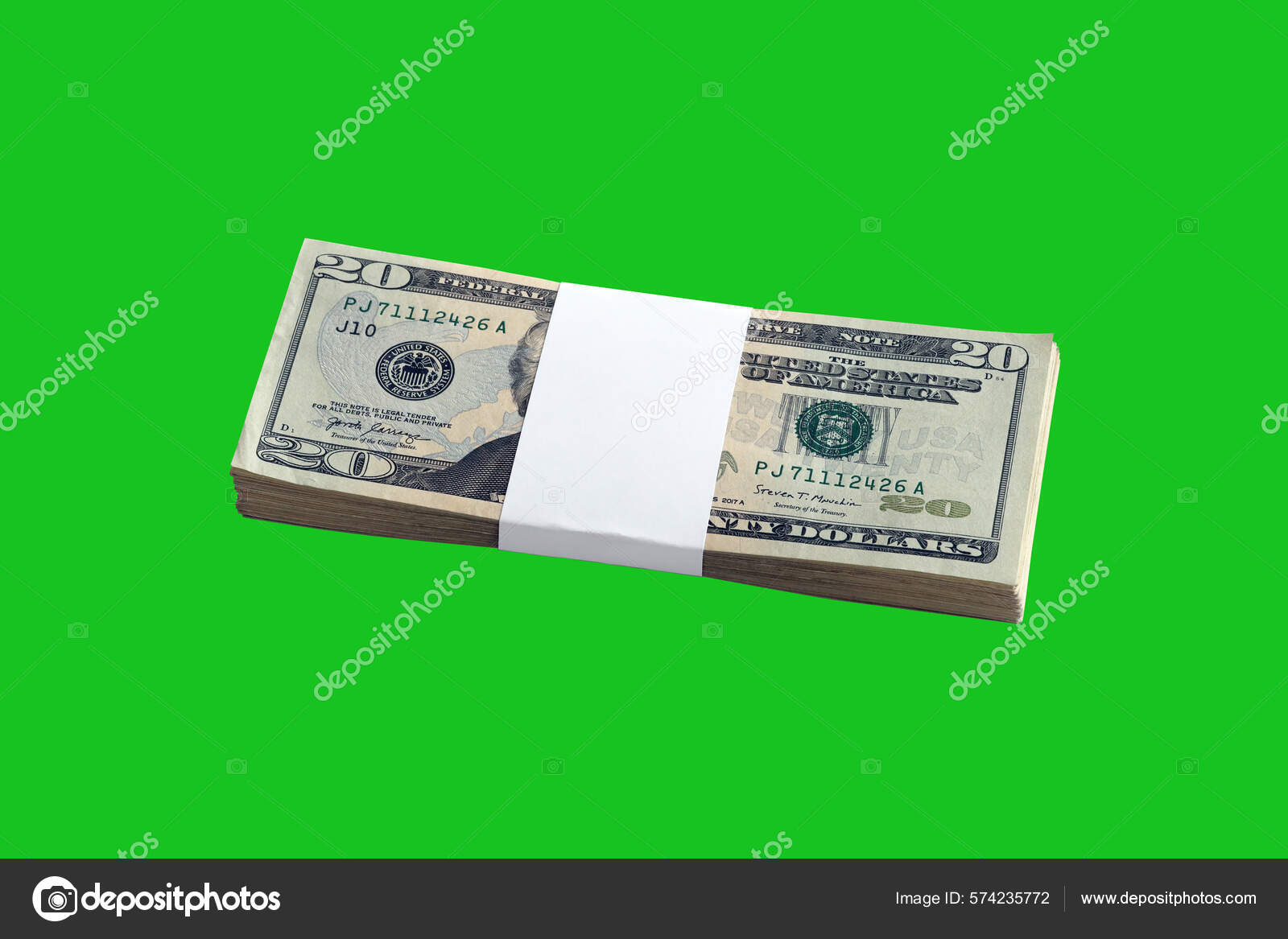 Bundle Dollar Bills Isolated Chroma Keyer Green Pack American Money ...