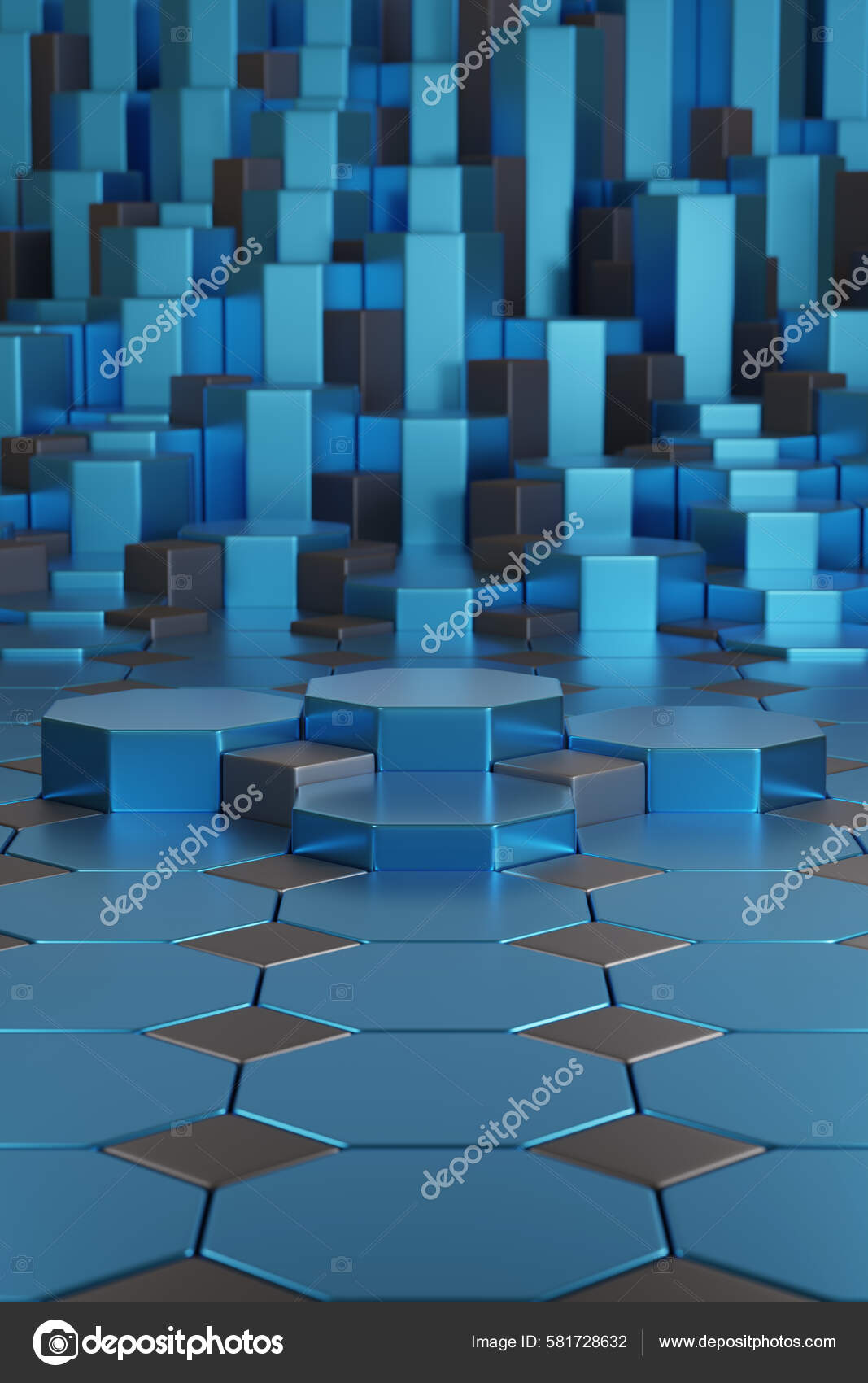 Octagon Podium Product Display Blue Background Vertical Background ...