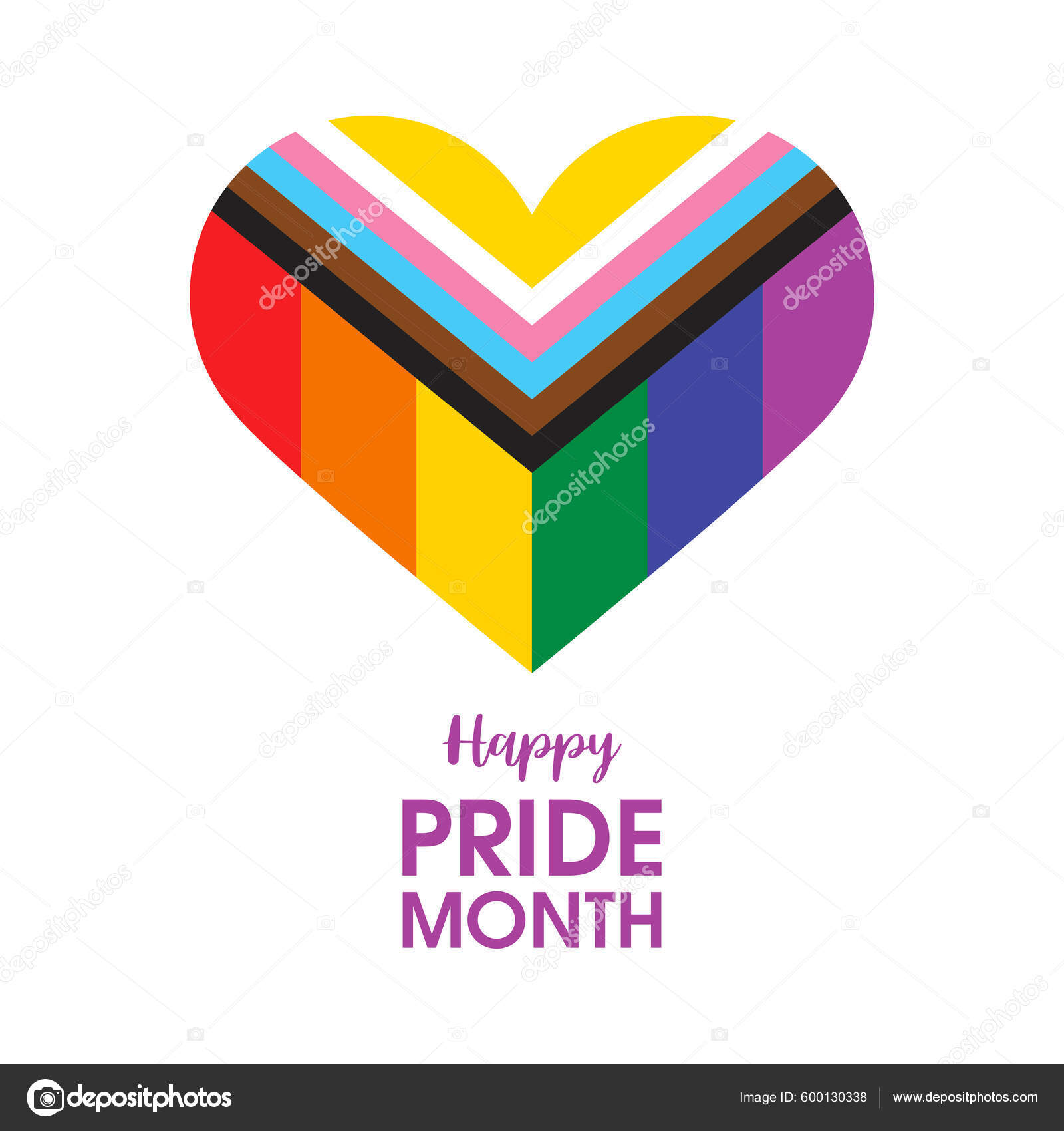 Happy Pride Month Icon Vector Progress Lgbtqia Pride Flag Heart Stock ...