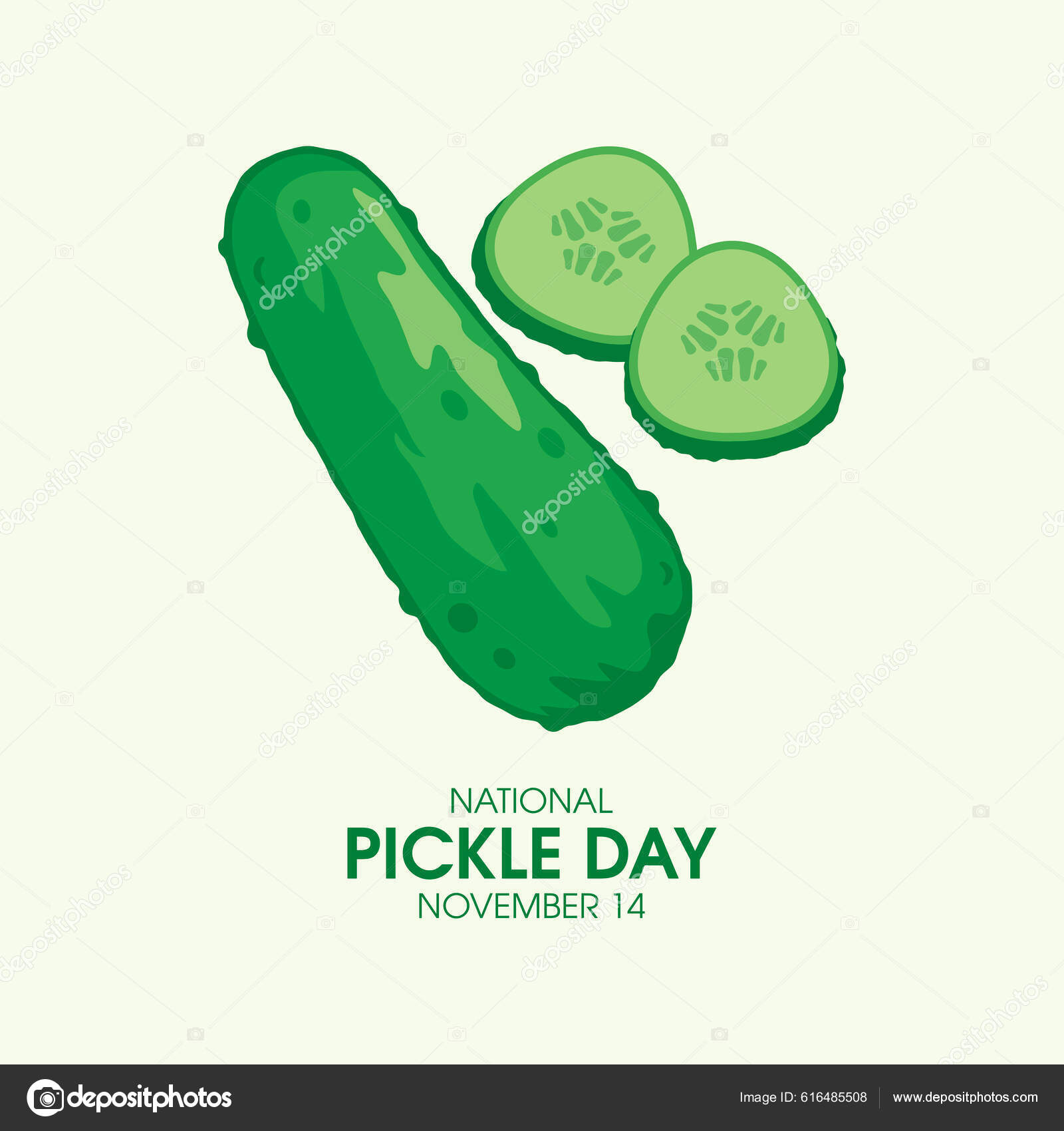 National Pickle Day Vector Green Pickled Cucumber Icon Vector Gherkin ...