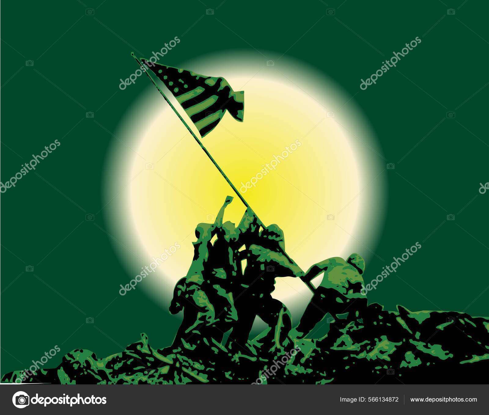 American Soldiers Raising Flag Stock Vector By ©vinhsino 566134872