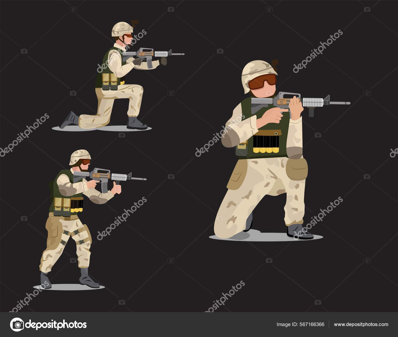 Infantry Warrior Icon Shooting Gesture Sketch Cartoon Designed Stock ...