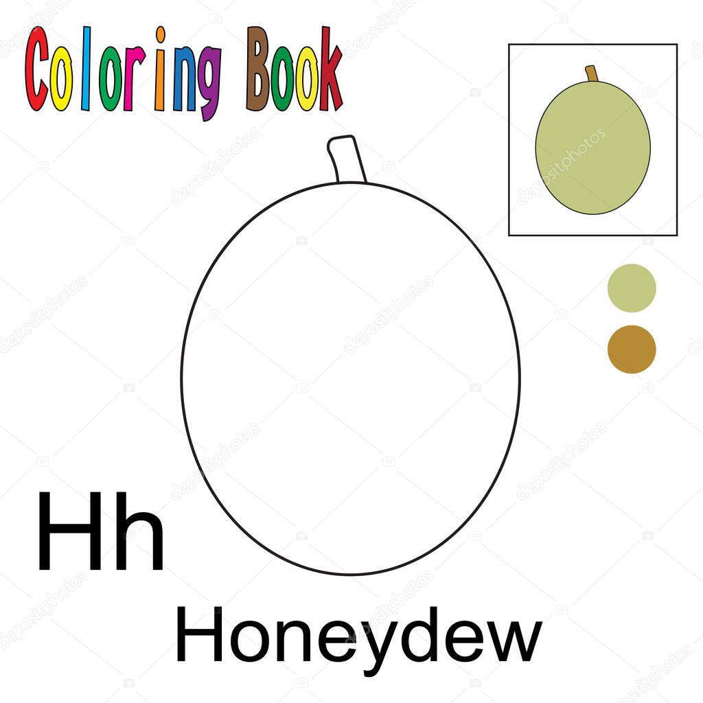 Caricatura Honeydew. Libro para colorear con un tema de frutas. Gráfico ...