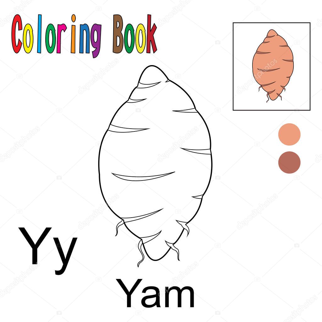 Yam de dibujos animados. Libro para colorear con un tema de frutas ...
