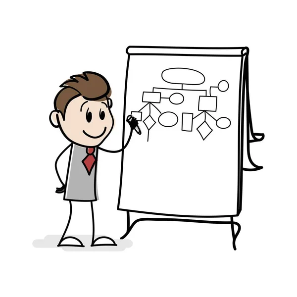 Drawing Stick Figure Business Woman Giving Speech Podium Lecturer ...