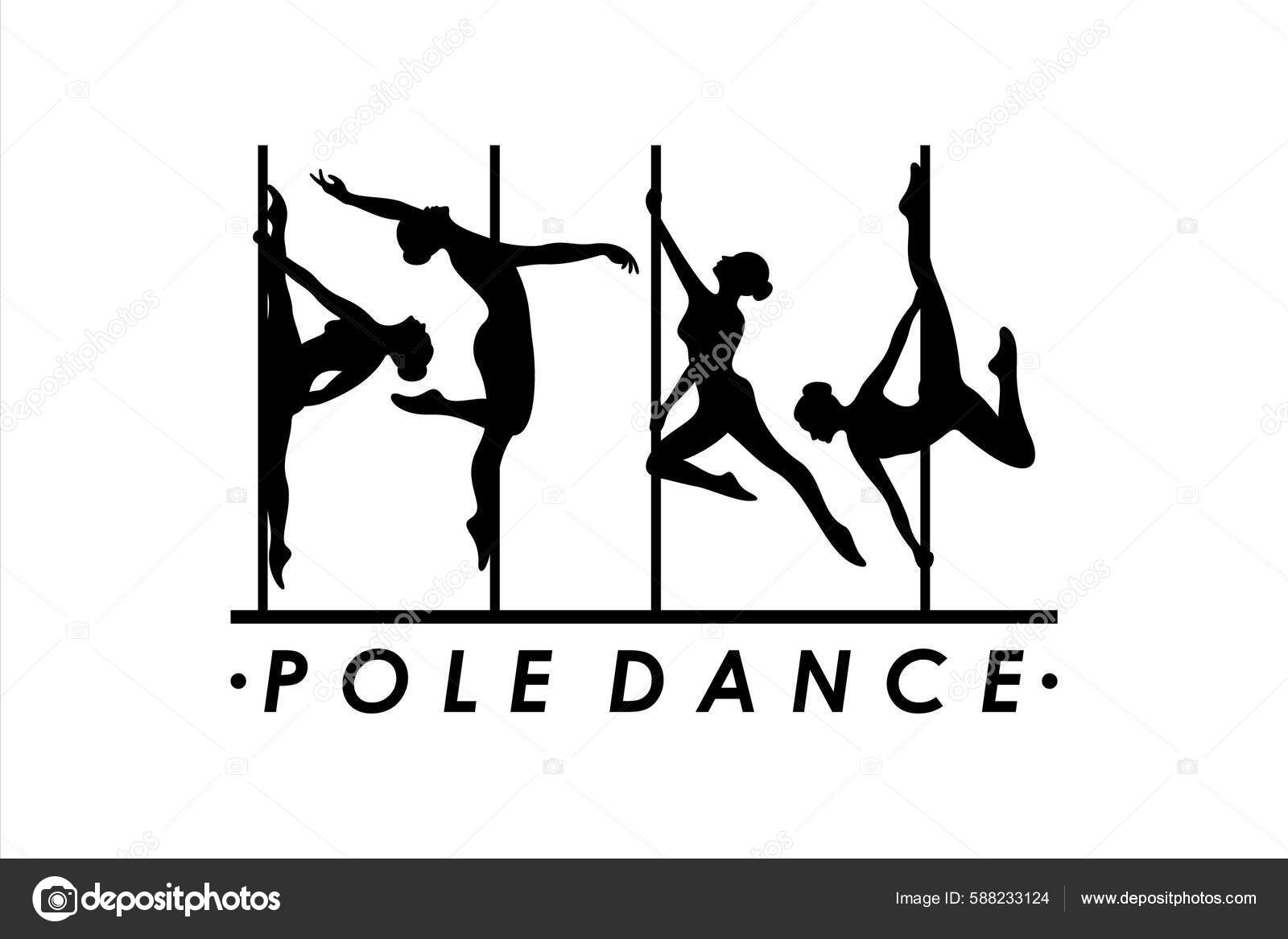 Set Silhouette Pole Dance Logo Illustration Vector Girl Pole Suitable ...