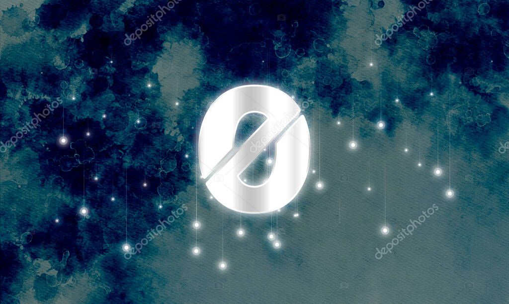 Símbolo de moneda OGN con criptomoneda temática de diseño de fondo 2022