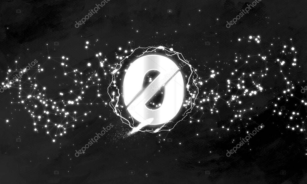 Símbolo de moneda OGN con criptomoneda temática de diseño de fondo. 2022