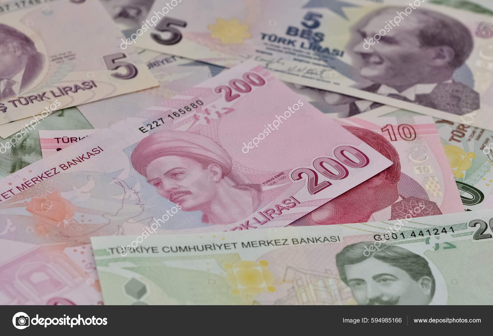 July 2022Turkish Banknotes Turkish Lira Numbers Macro Shot 200 Turkish ...