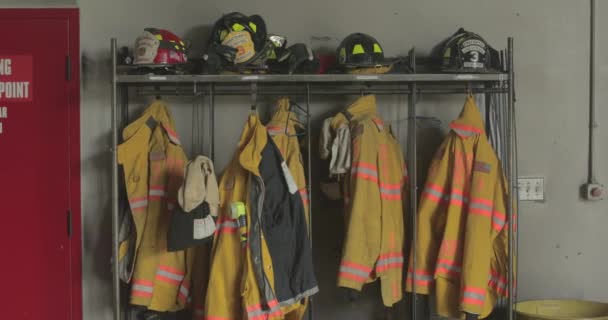 Firefighting Gear Hangs Rack Fire Station Ready Emergency Response ...