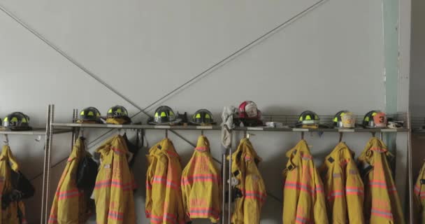 Firefighting Gear Hangs Rack Fire Station Ready Emergency Response ...