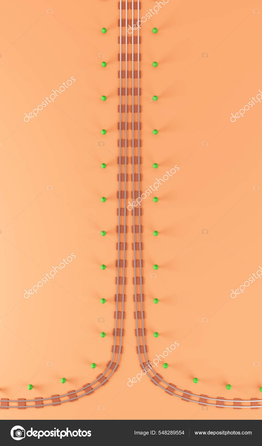 Empty Rail Track Brown Background Rendering Computer Digital Drawing ...