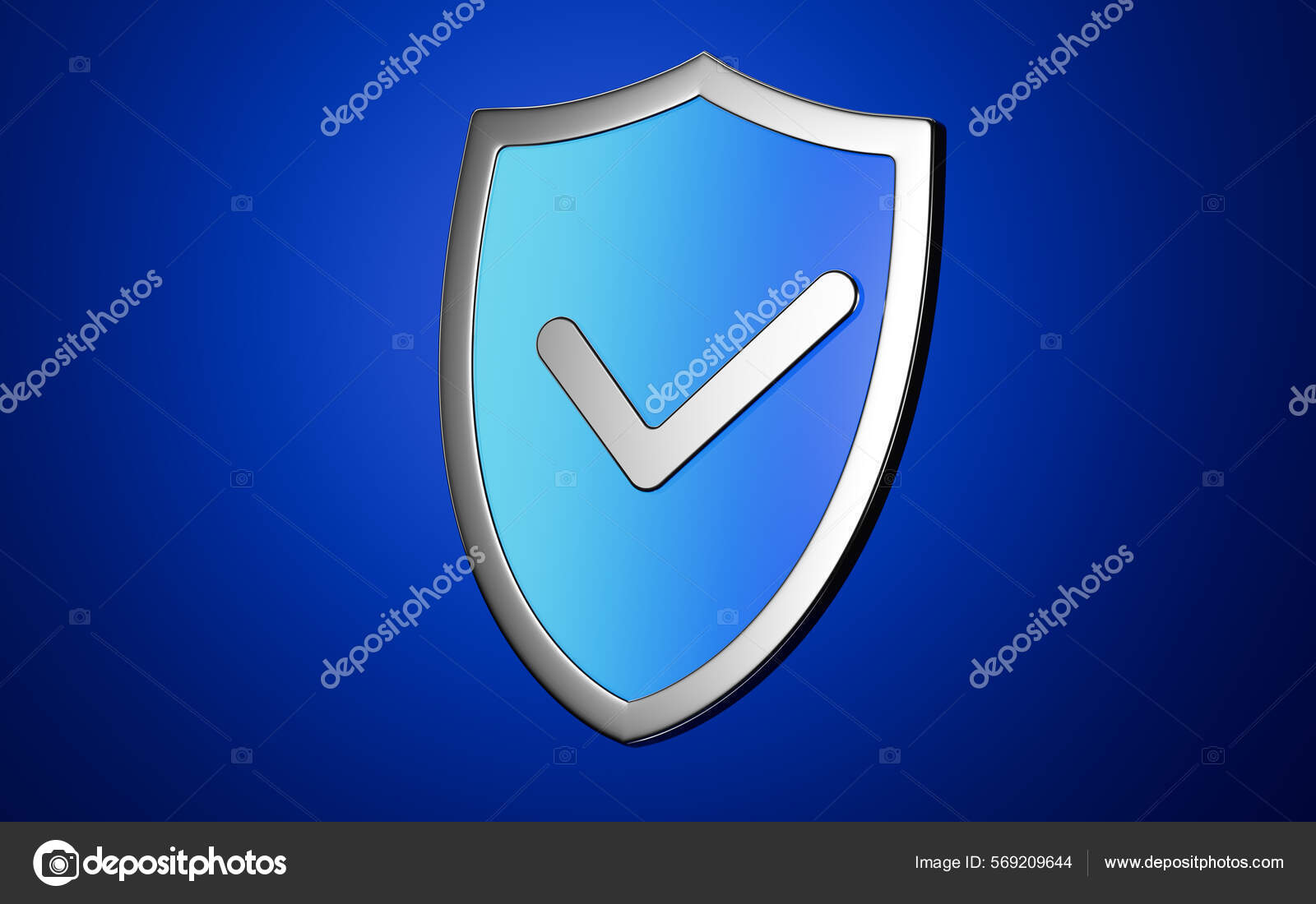 Shield Tick Blue Background Rendering Computer Digital Drawing — Stock ...