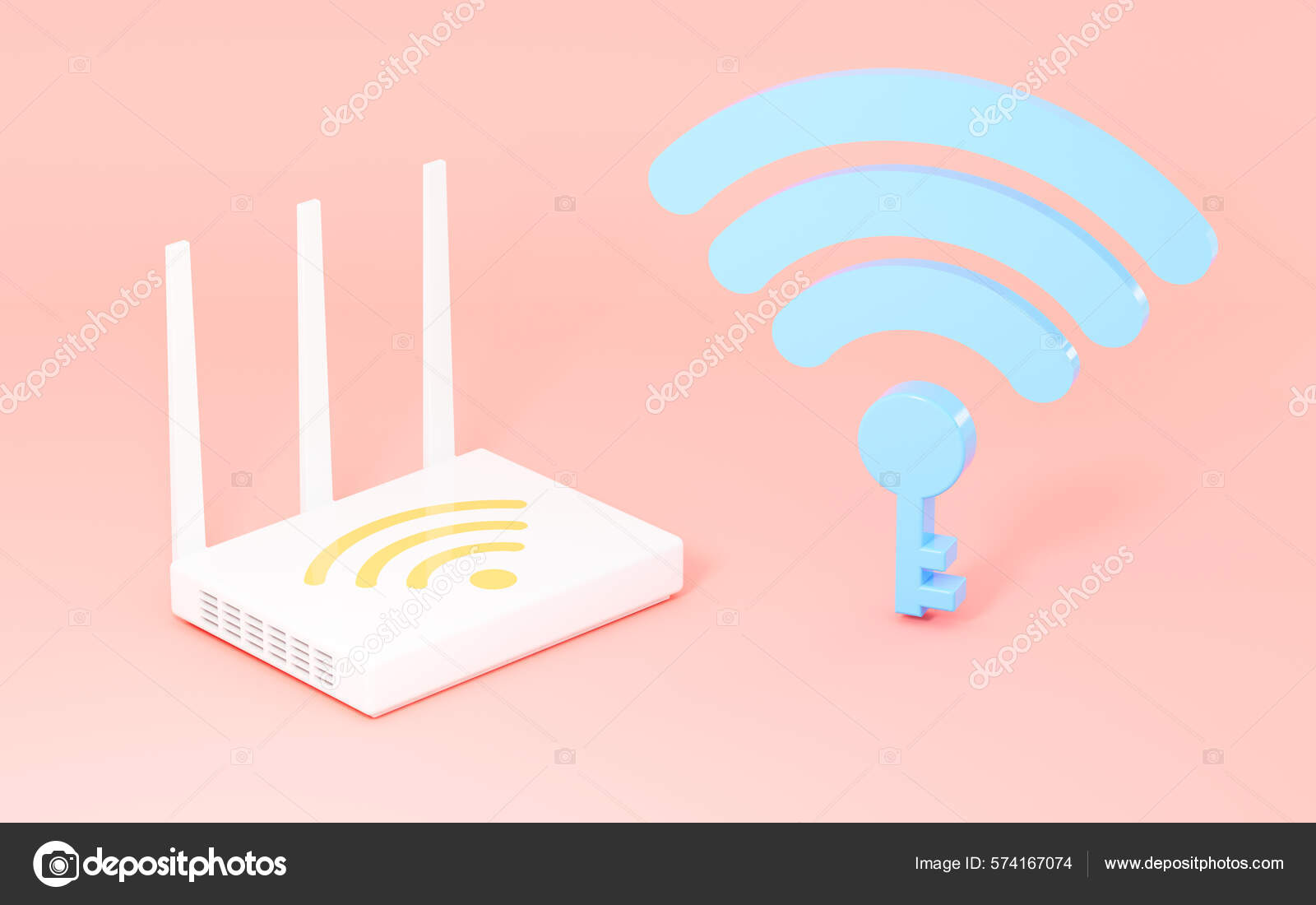 Router Wifi Pink Background Rendering Computer Digital Drawing Stock ...