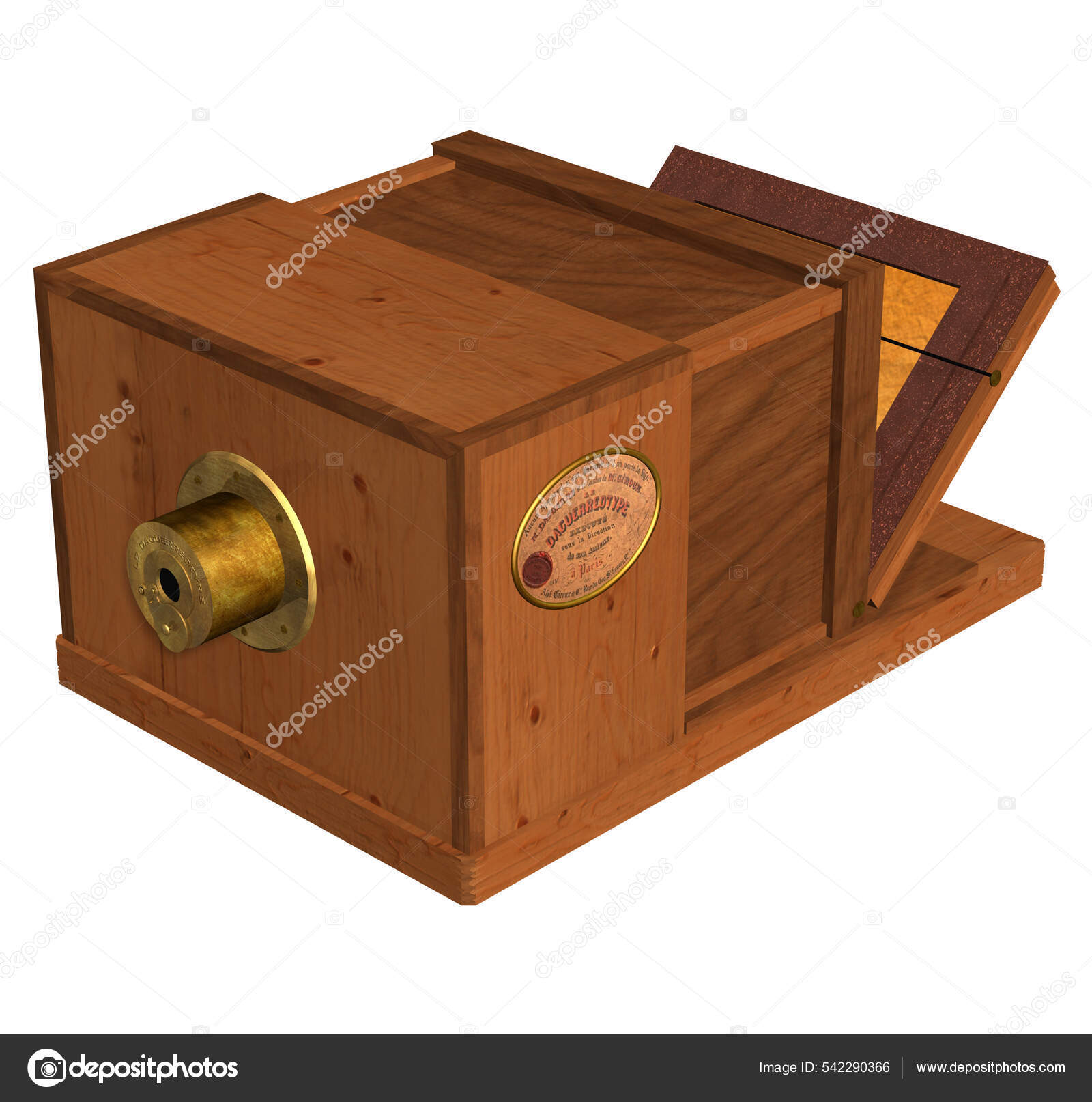Ilustración Una Cámara Daguerrotipo Inventada 1839 Por Genio Francés ...