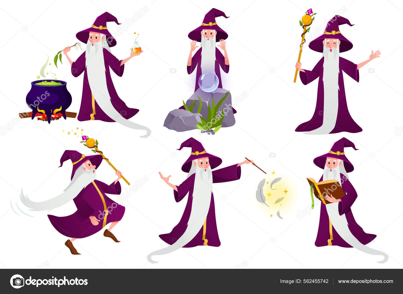 Set cartoon wizard character Stock Vector Image by ©CristinaCiulina ...