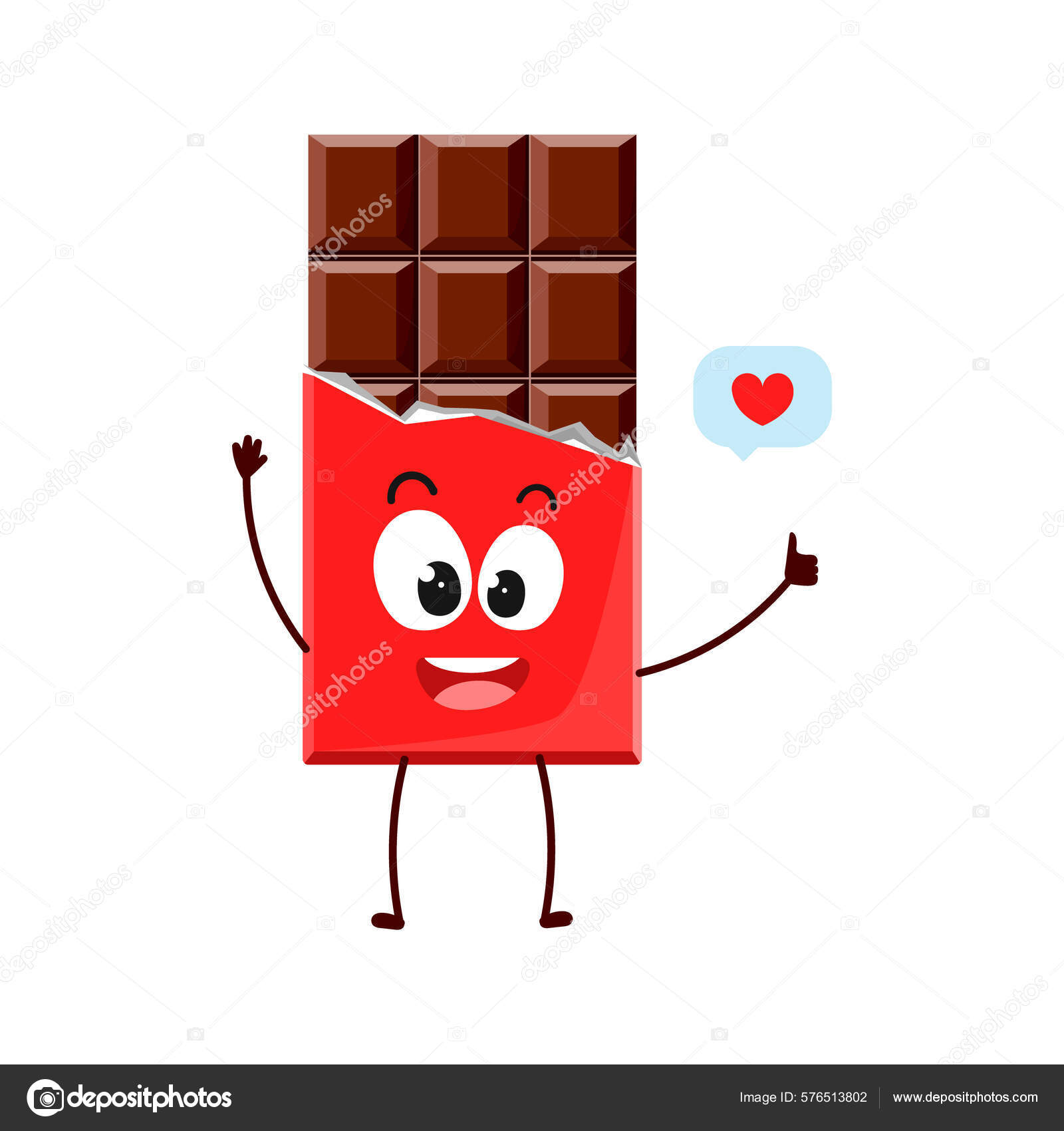 Cute Cartoon Chocolate Shows Vector Symbol Highlighted White Background ...