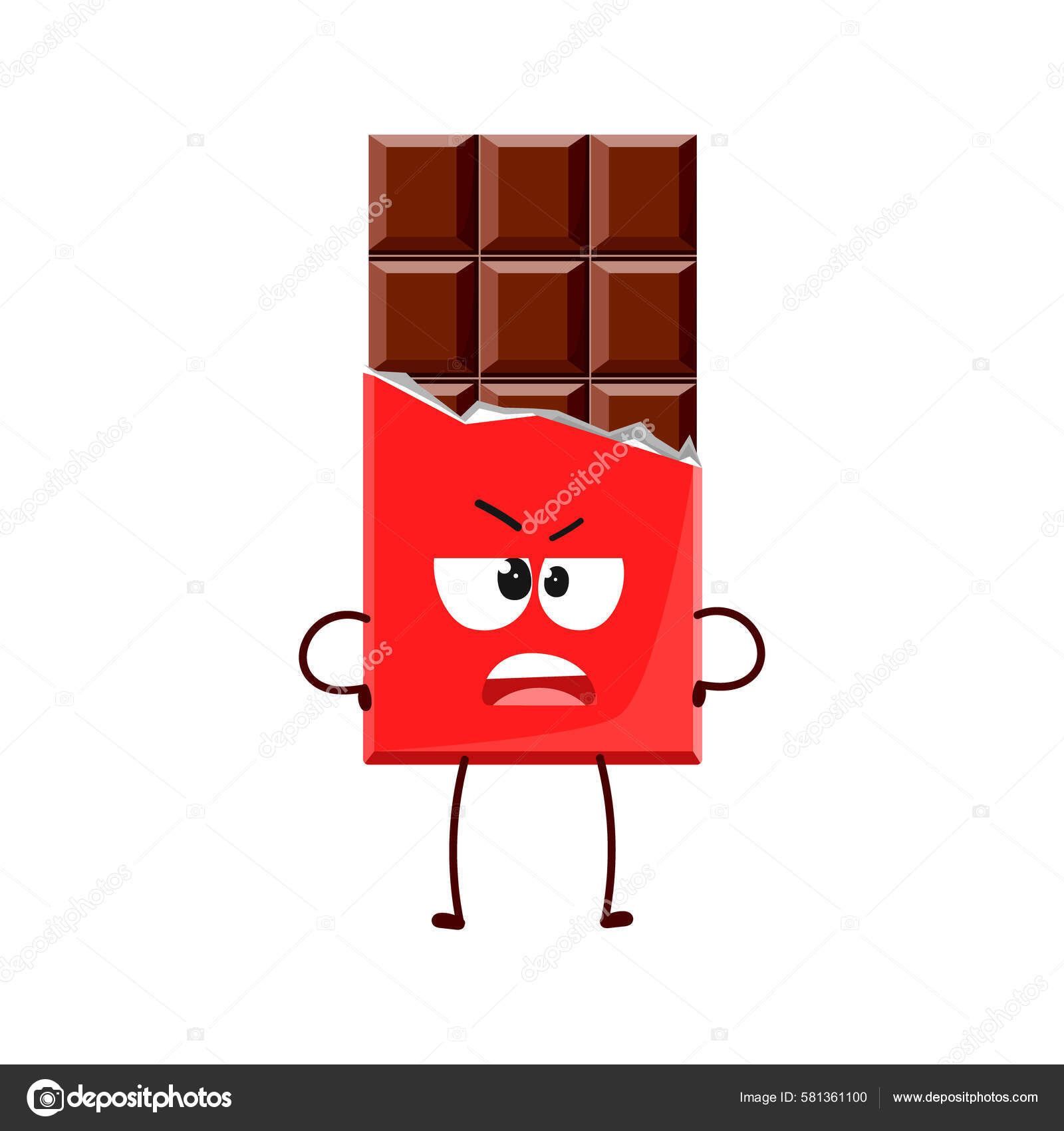 Cartoon Chocolate Anger Emotion Vector Symbol Highlighted White ...