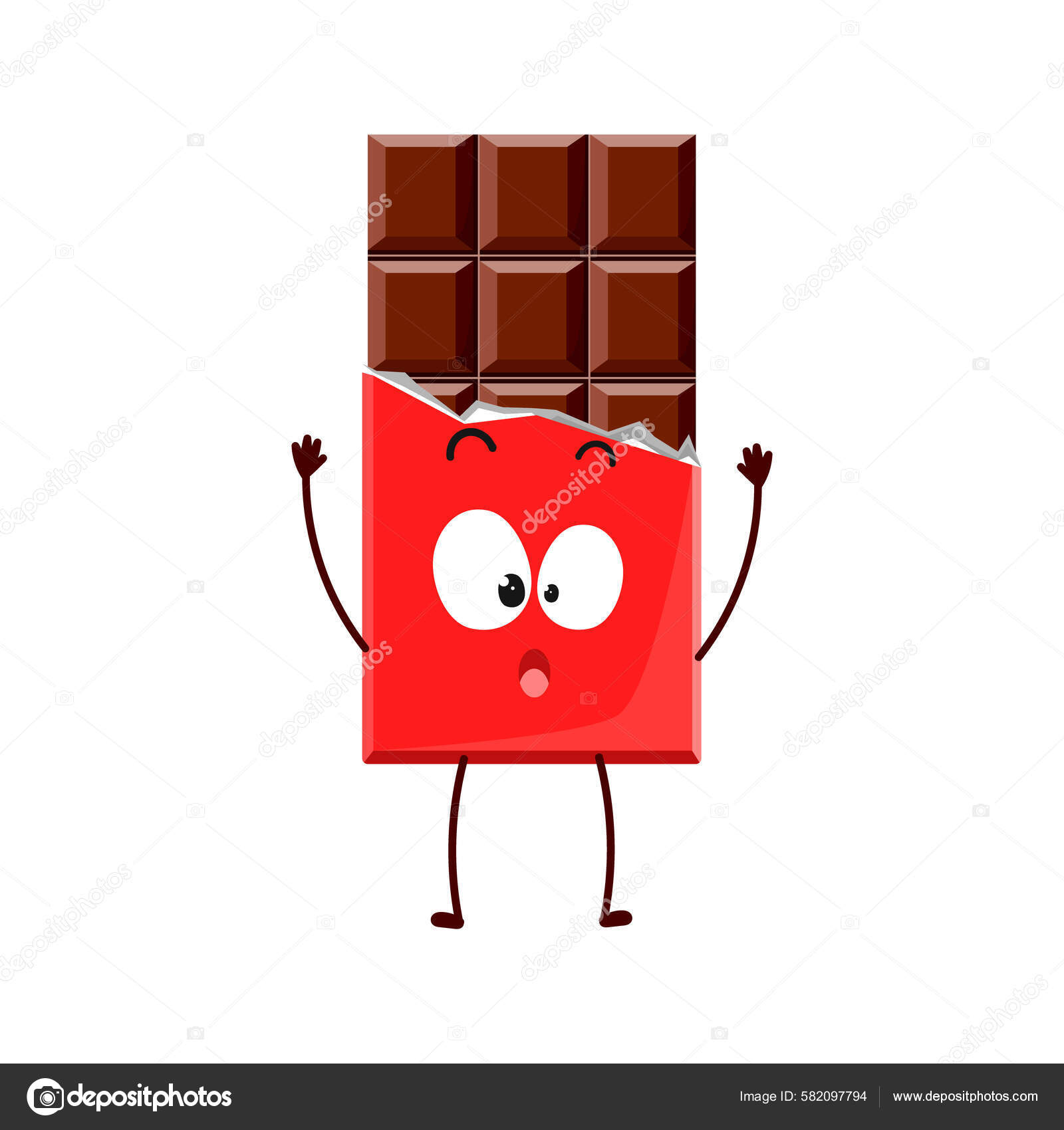 Cartoon Chocolate Emotion Fright Vector Symbol Highlighted White ...
