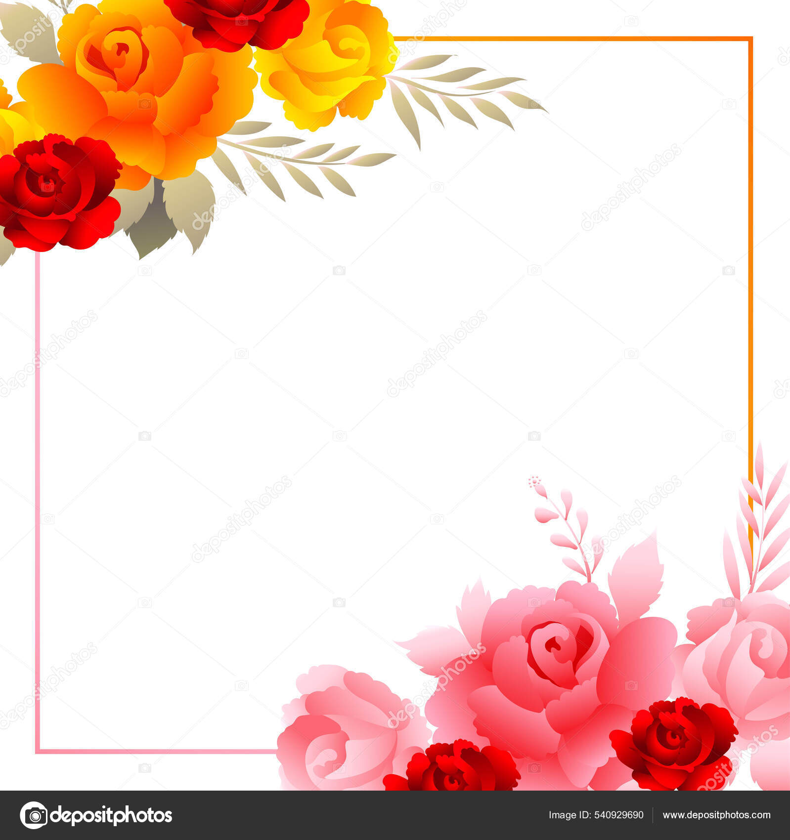 Beautiful Composition Colorful Floral Frame Card Background Stock ...