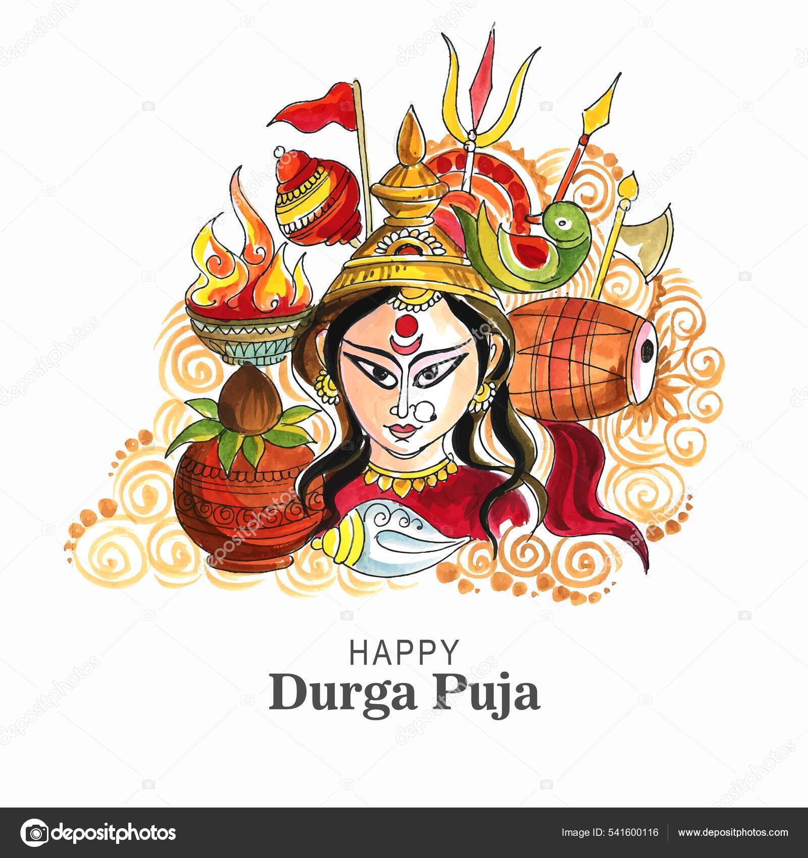 Beautiful Decorative Happy Durga Pooja Indian Festival Card Design ...
