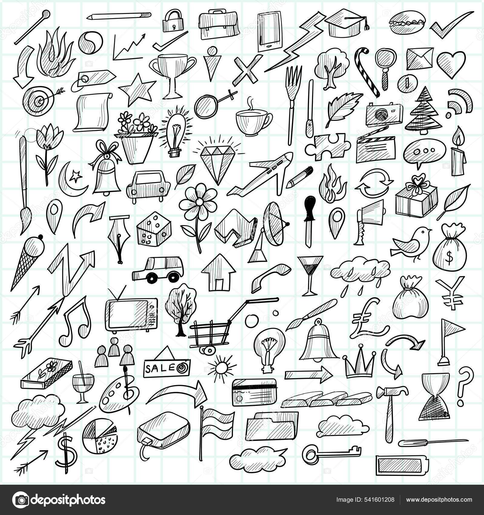 Hand Draw Doodle Sketch Set Design Stock Vector by ©Harryarts 541601208