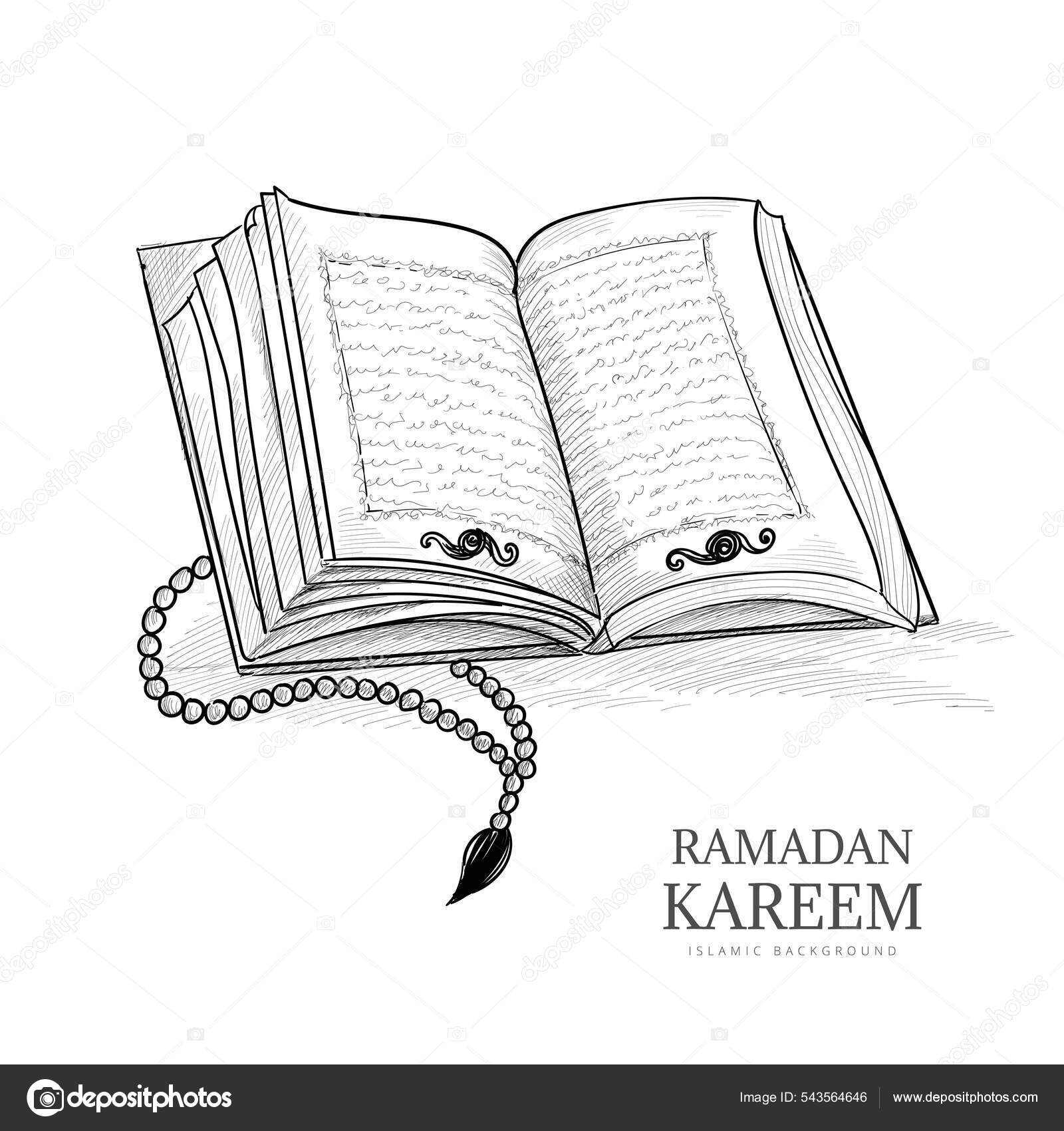 Hand Drawn Sketch Holy Book Koran Background Stock Vector by ©Harryarts ...