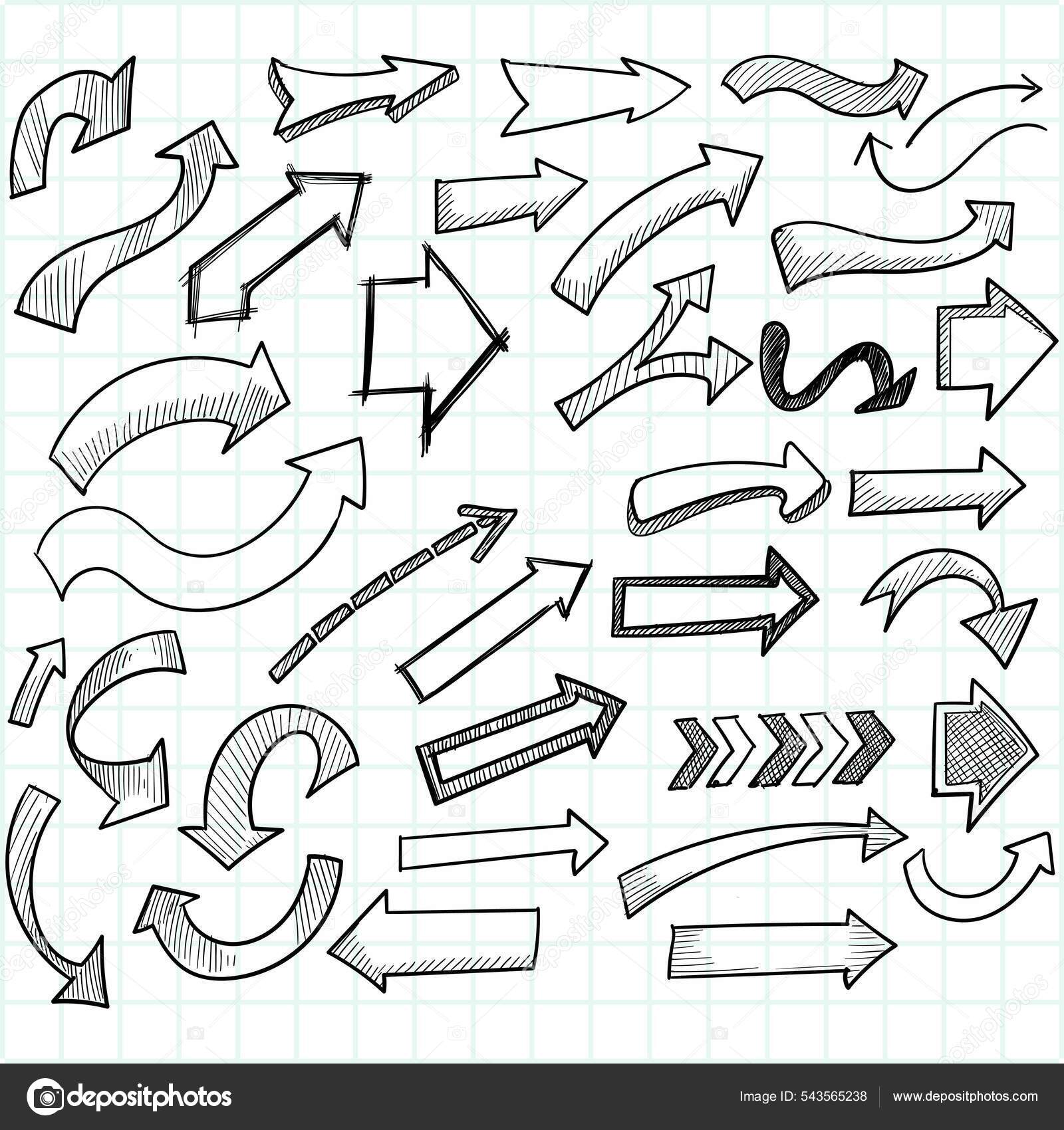 Hand Drawn Creative Directional Arrow Set Stock Vector Image by ...