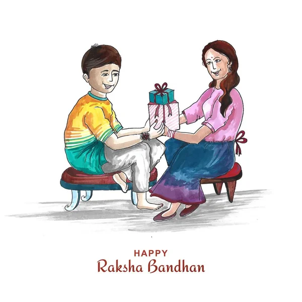 Happy Raksha Bandhan Card Brother Sister Celebration Background Stock ...