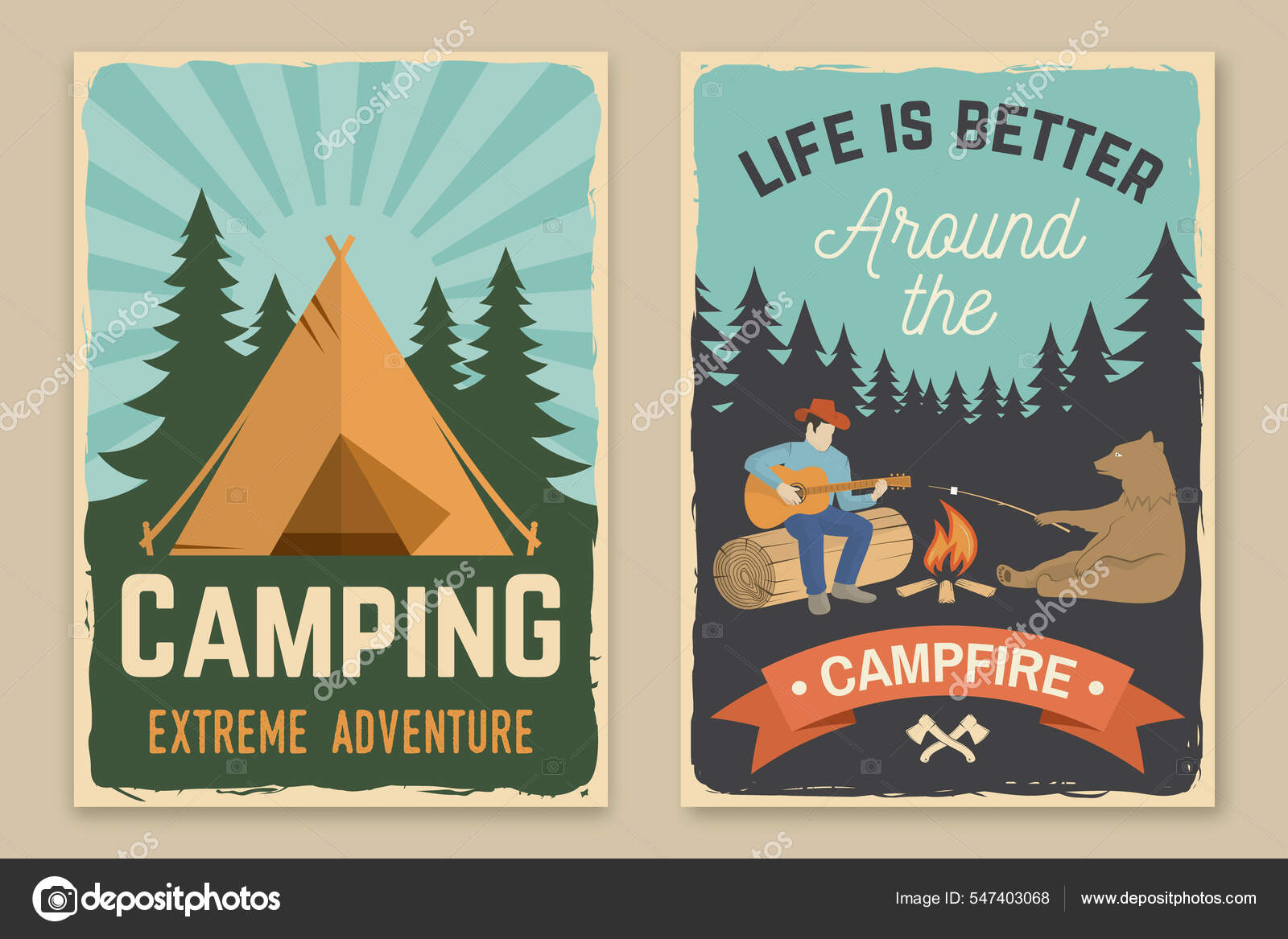 Set of camping retro posters. Vector. Concept for shirt or print, stamp ...