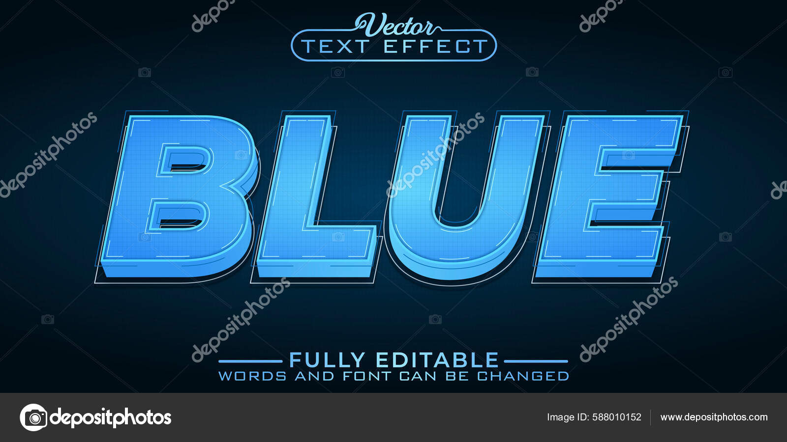 Blue Editable Text Effect Template Stock Vector by ©StellaDesign 588010152