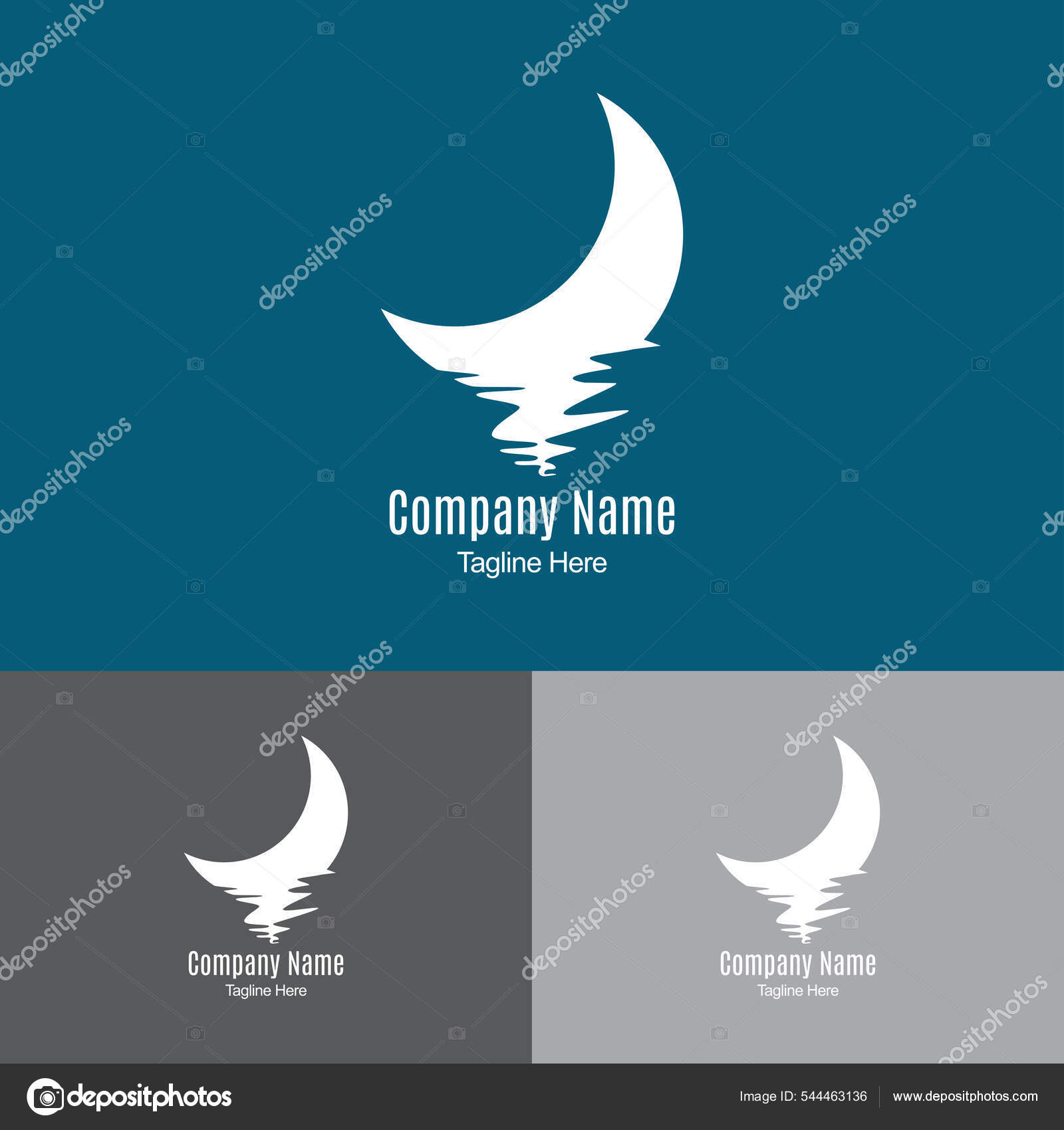 Half Moon Logo Design Template Half Moon Set Rise Sea Stock Vector by ...