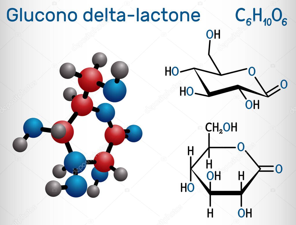 Glucono-delta-lactona, gluconolactona, molécula GDL. Es PHA, ácido ...