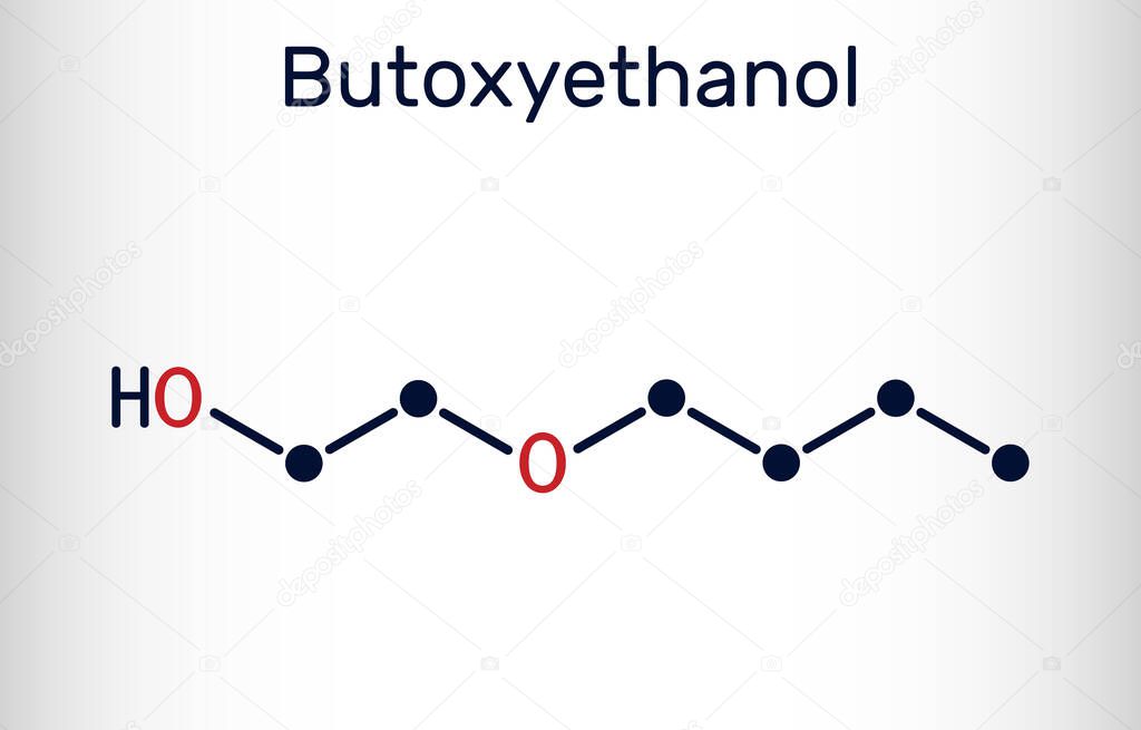 2-Butoxietanol, molécula de butoxietanol. Es alcohol primario y éter ...