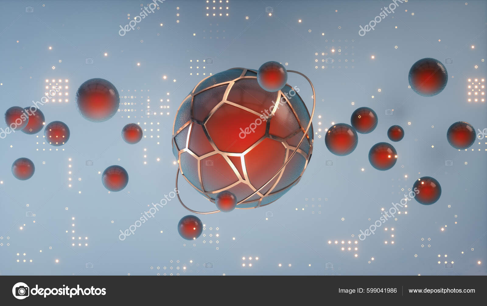 Abstract Spheres Glowing Data Bytes Futuristic Technology Innovation ...